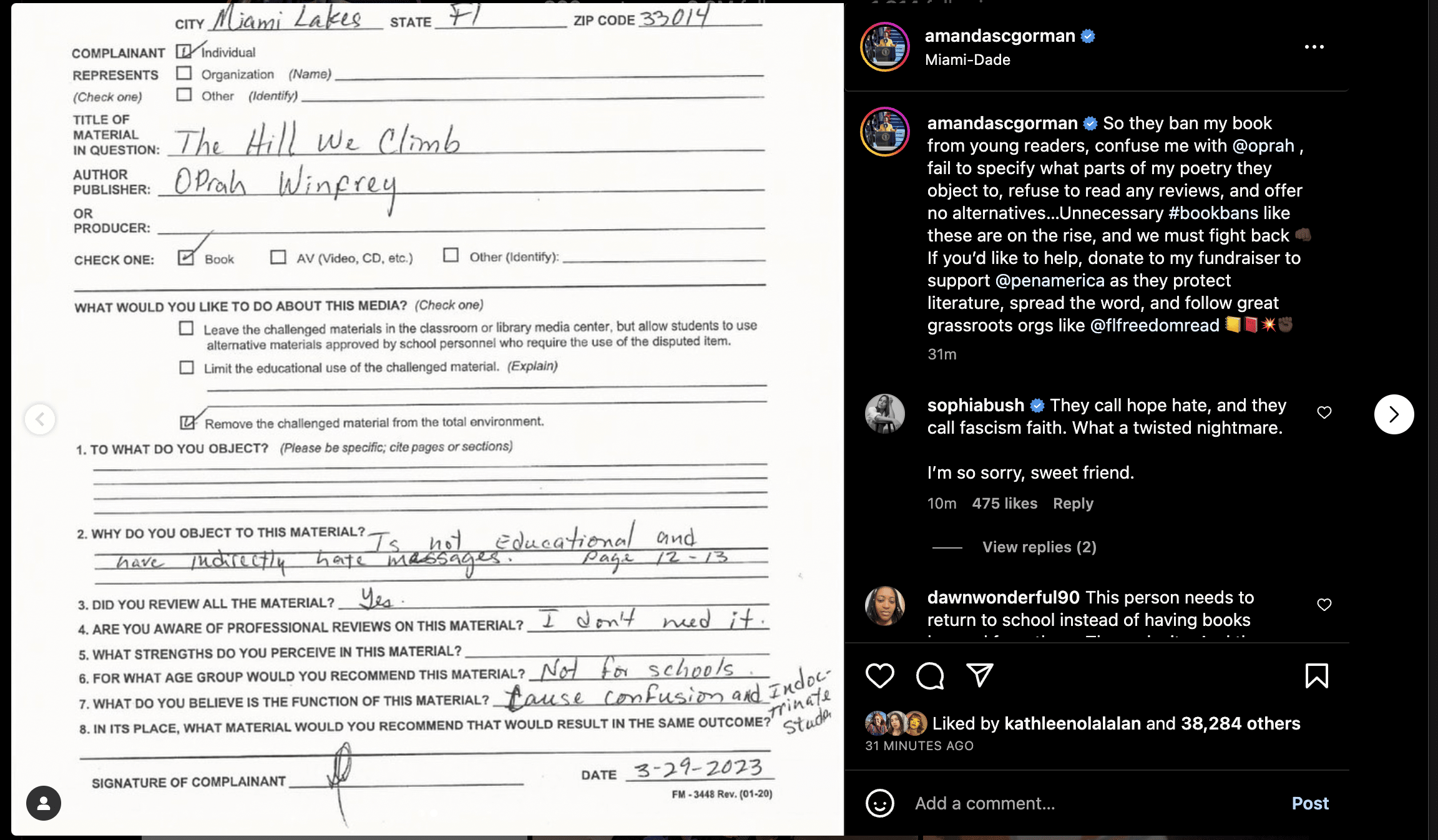 Amanda S. C. Gorman Inaugural Poem Banned From Florida Public Schools ...